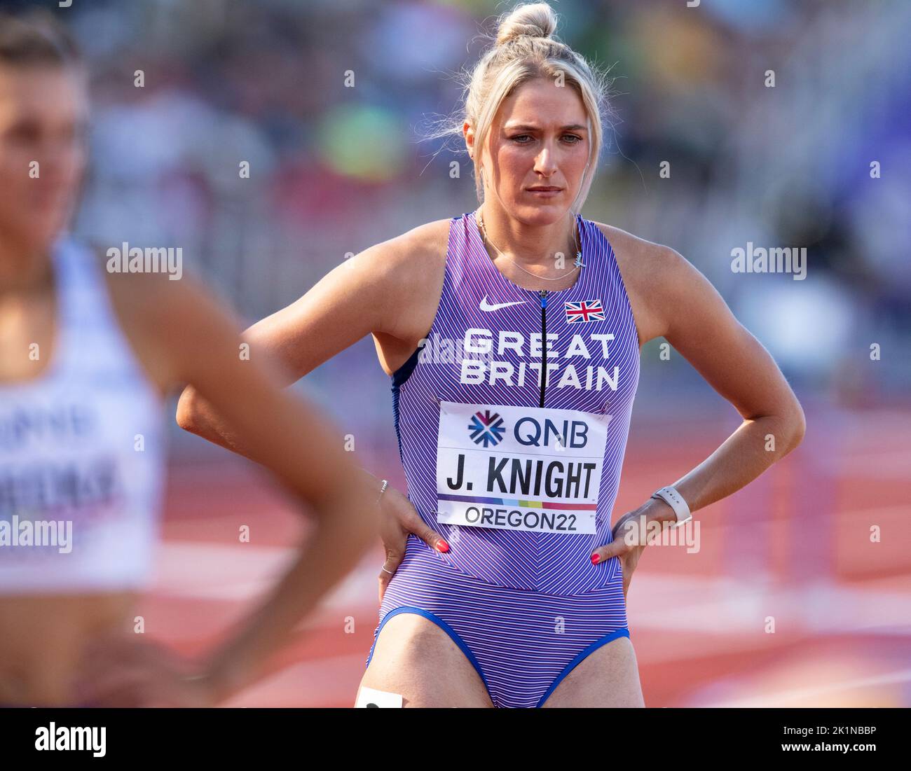 Jessie Knight of GB&NI competing in the women’s 400m hurdles at the ...