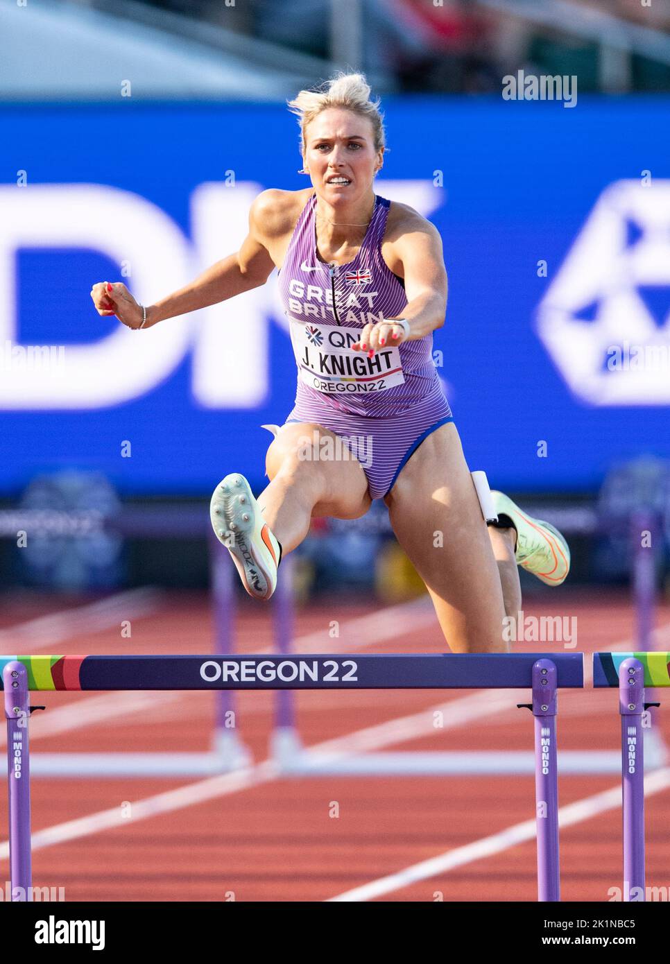 Jessie Knight of GB&NI competing in the women’s 400m hurdles at the ...