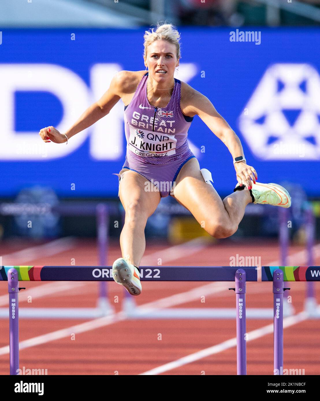 Jessie Knight of GB&NI competing in the women’s 400m hurdles at the ...