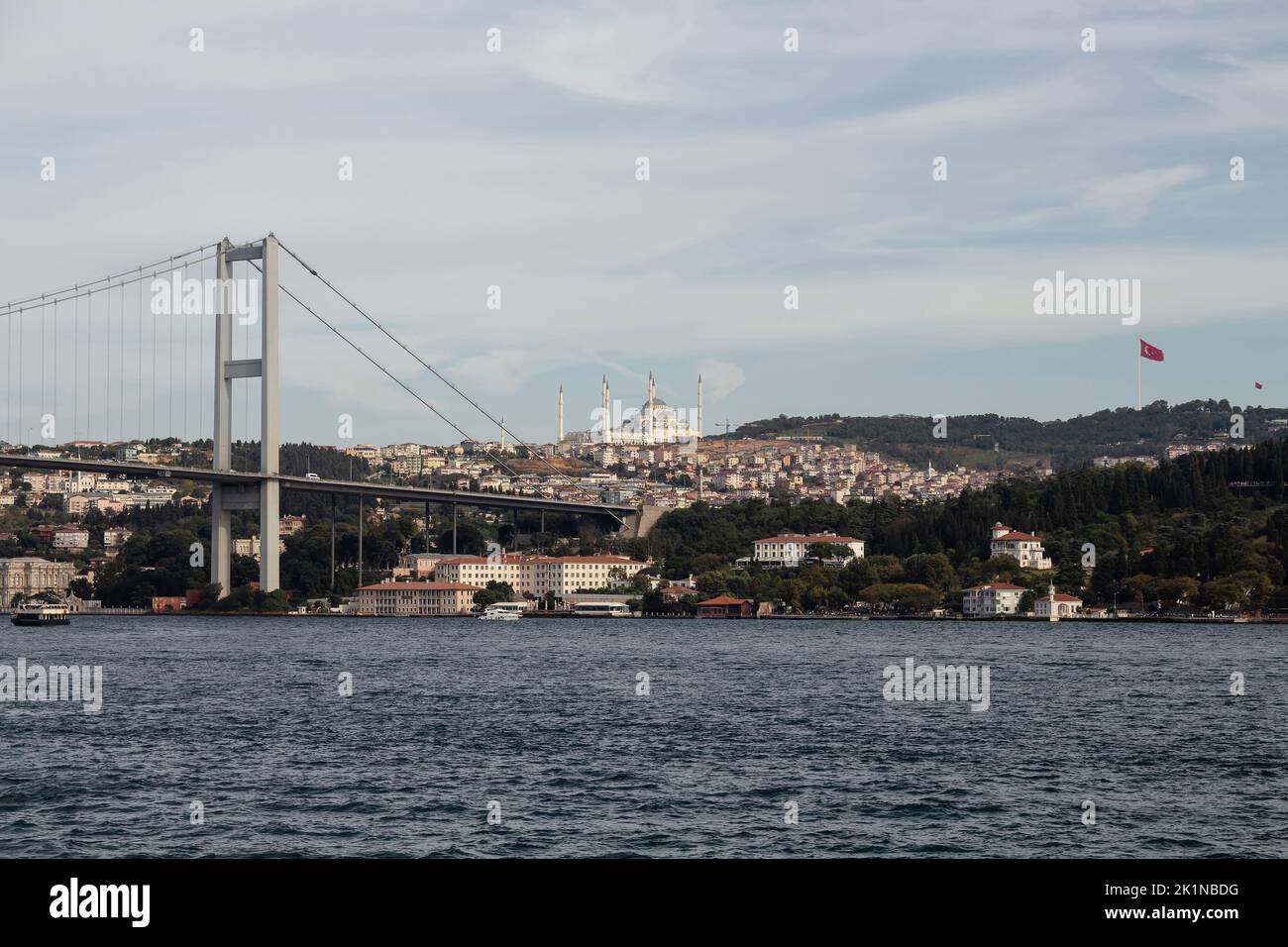 View of Bosphorus bridge and Asian side of Istanbul. It is a sunny ...