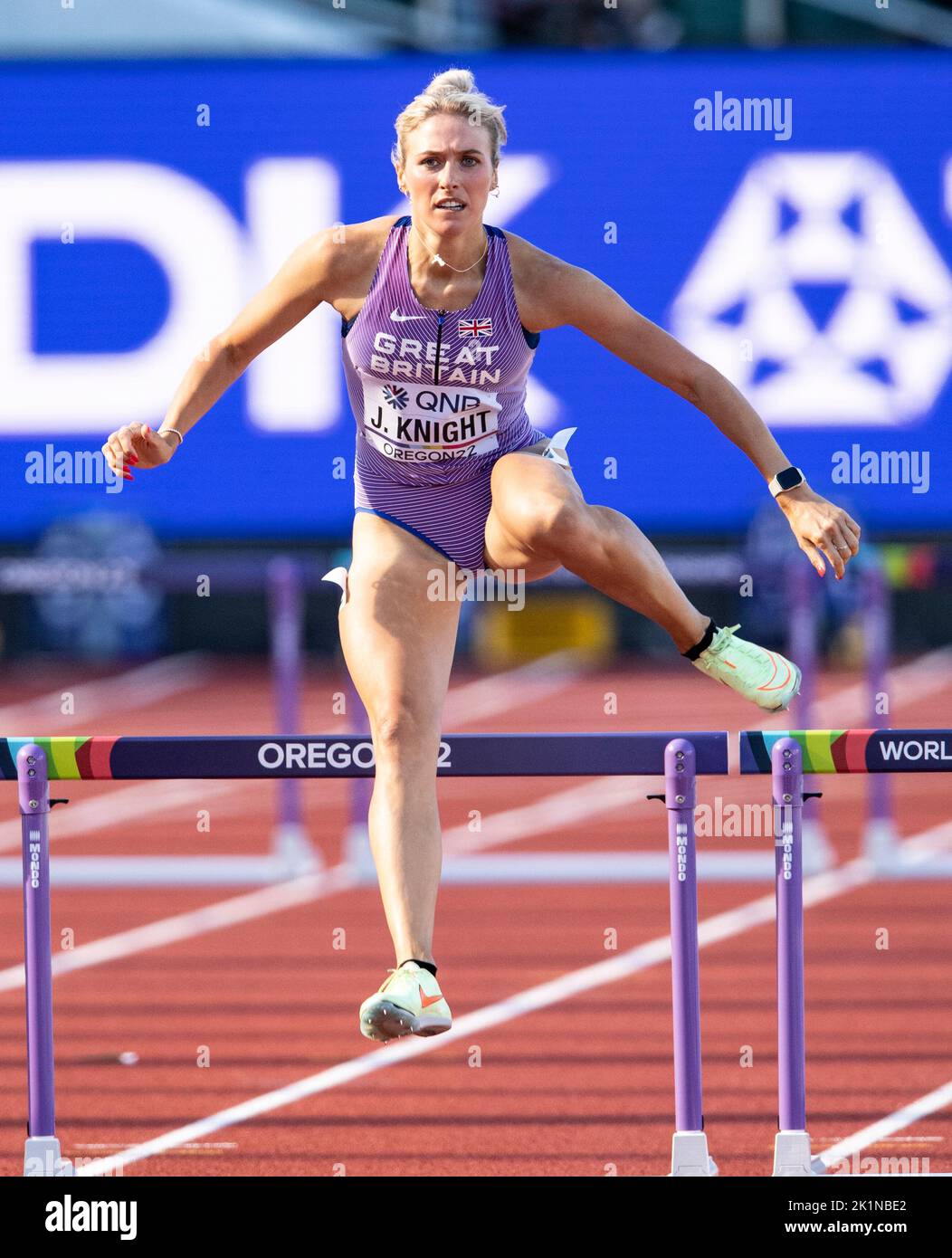 Jessie Knight of GB&NI competing in the women’s 400m hurdles at the ...