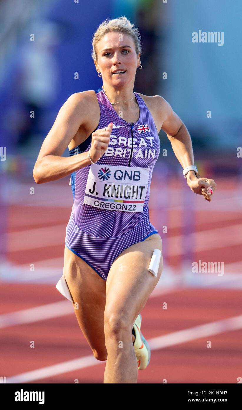 Jessie Knight of GB&NI competing in the women’s 400m hurdles at the ...
