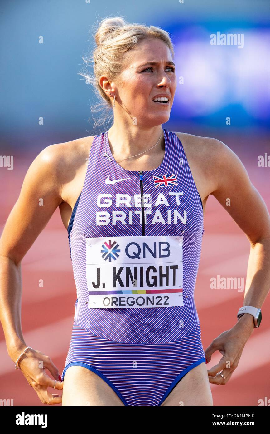Jessie Knight of GB&NI competing in the women’s 400m hurdles at the ...