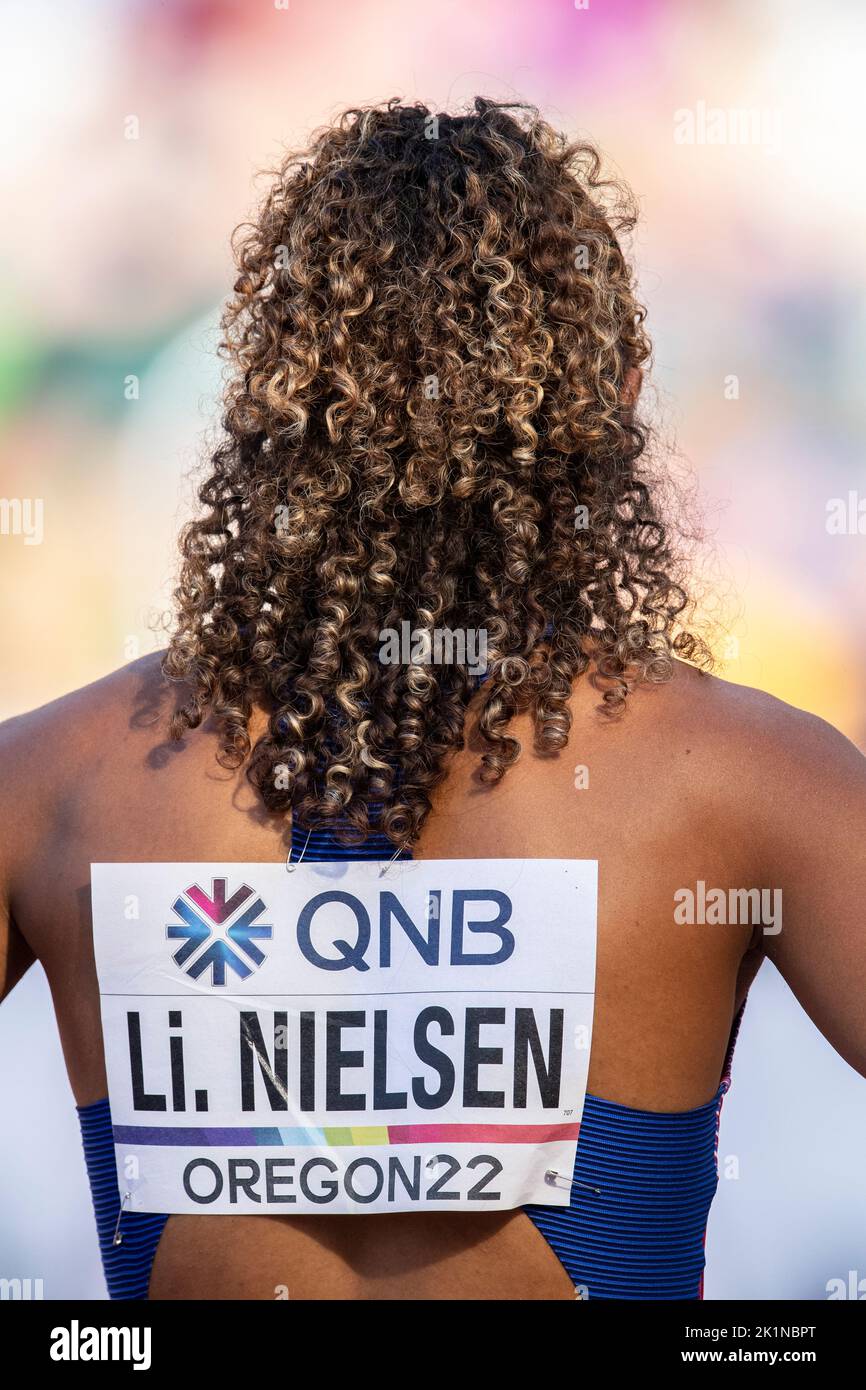 Lina Nielsen of GB&NI competing in the women’s 400m hurdles at the ...