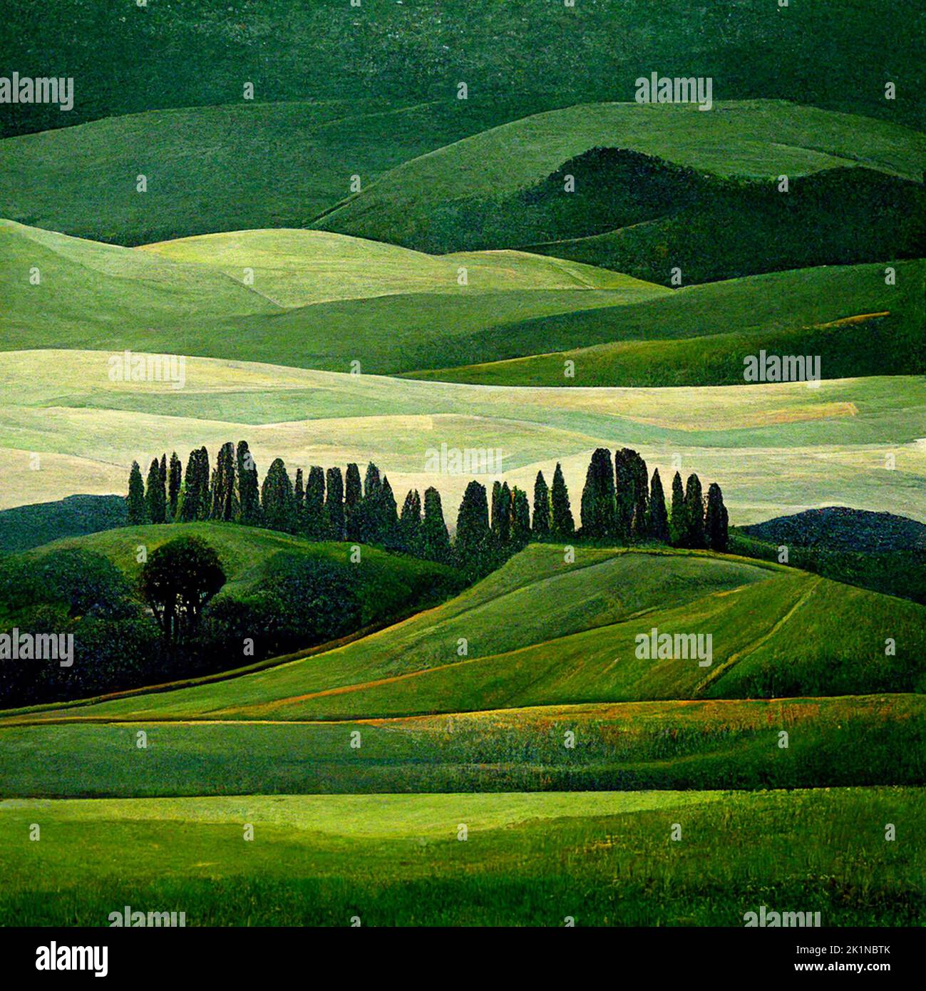 Tuscany hills painting hi-res stock photography and images - Alamy