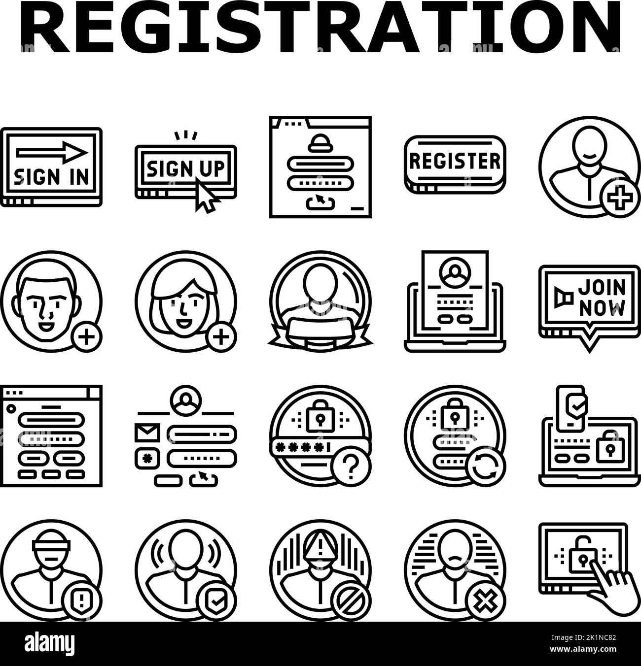 registration login website form icons set vector Stock Vector Image ...
