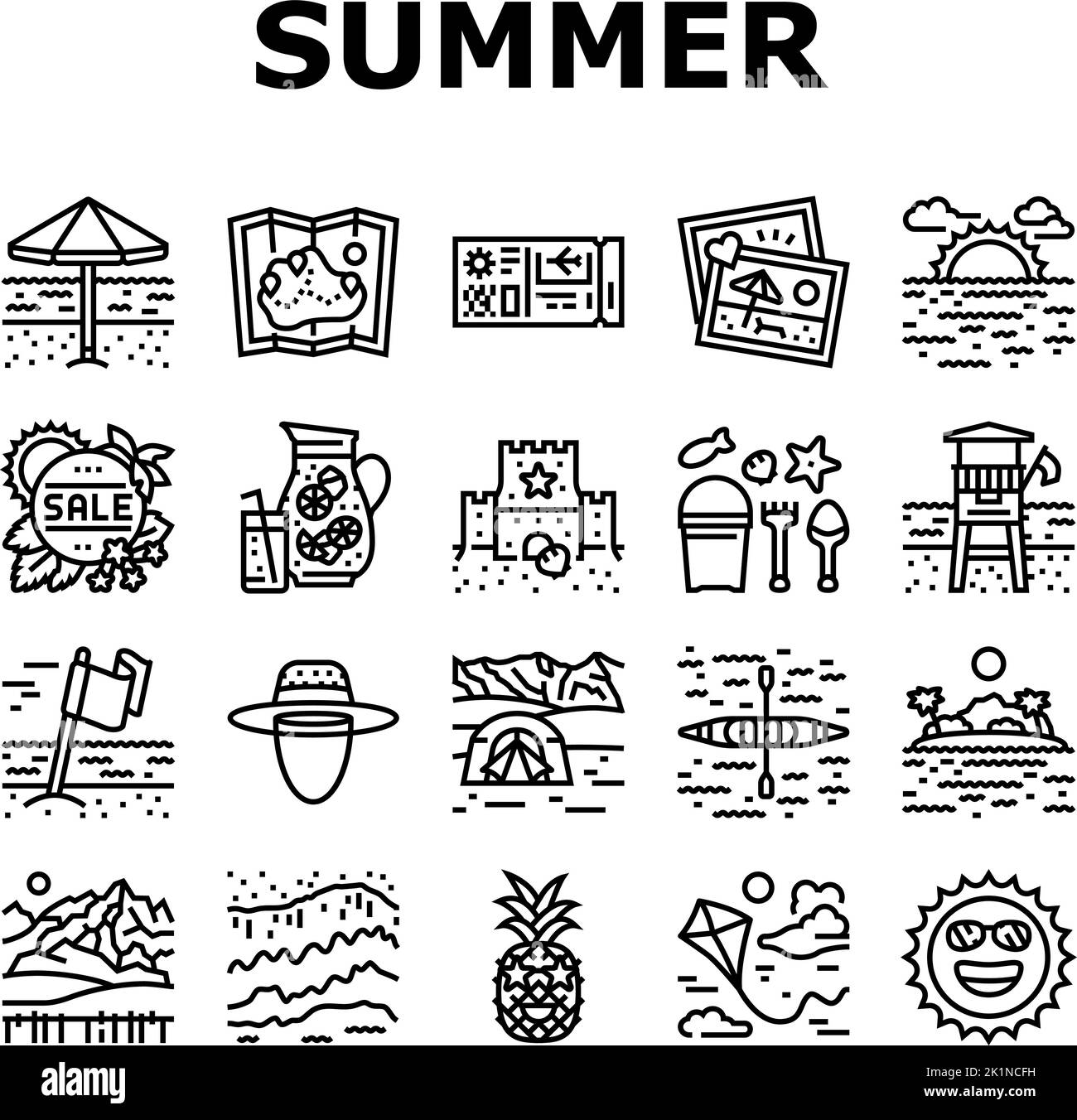 summer season vacation nature icons set vector Stock Vector Image & Art ...