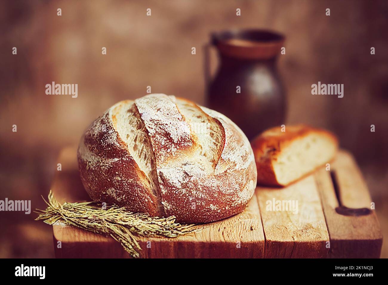 fresh homemade bread, rustic style, healthy bread, farm product, whole ...