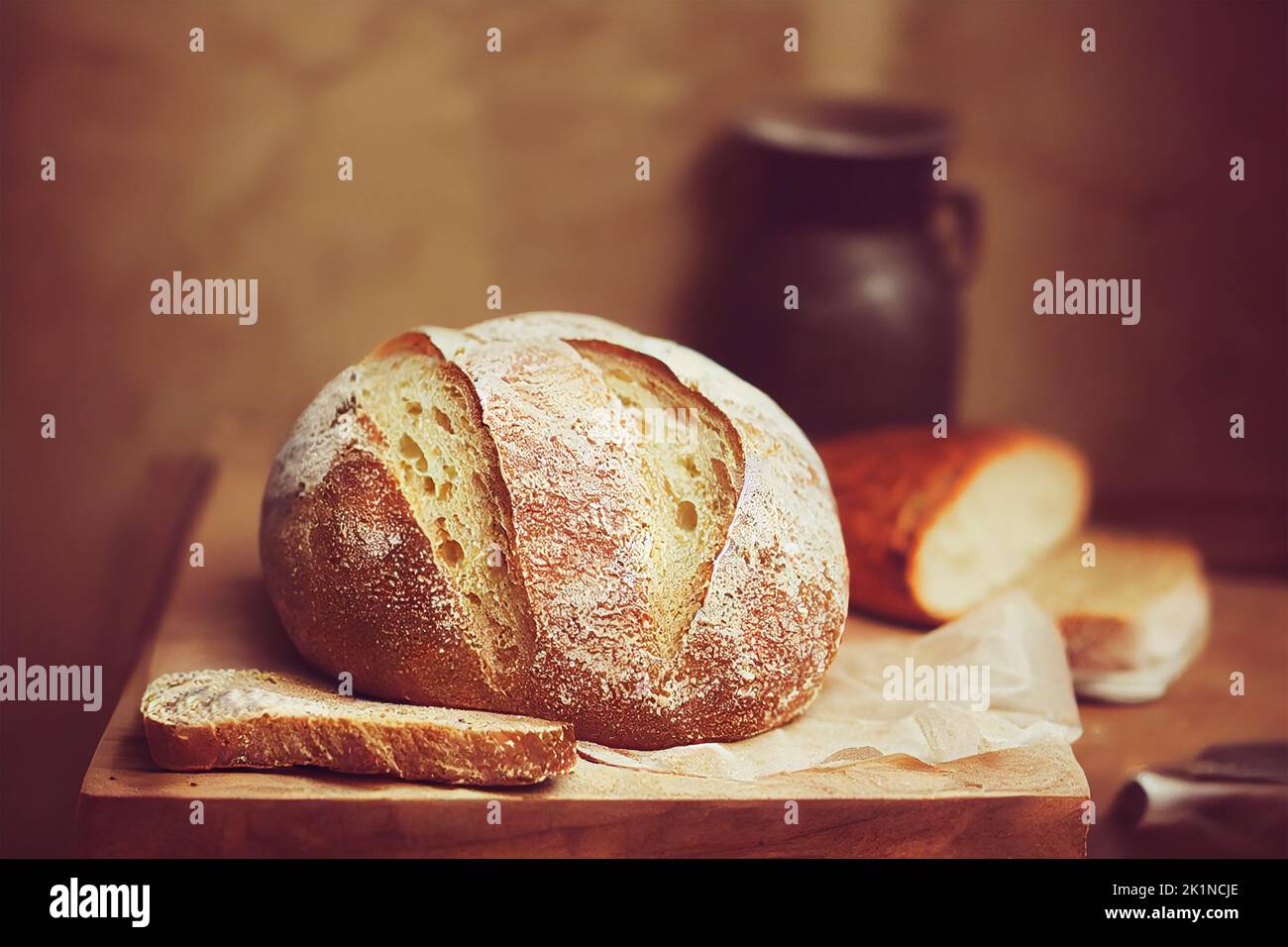 fresh homemade bread, rustic style, healthy bread, farm product, whole ...