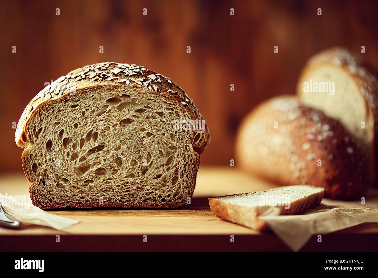 fresh homemade bread, rustic style, healthy bread, farm product, whole ...