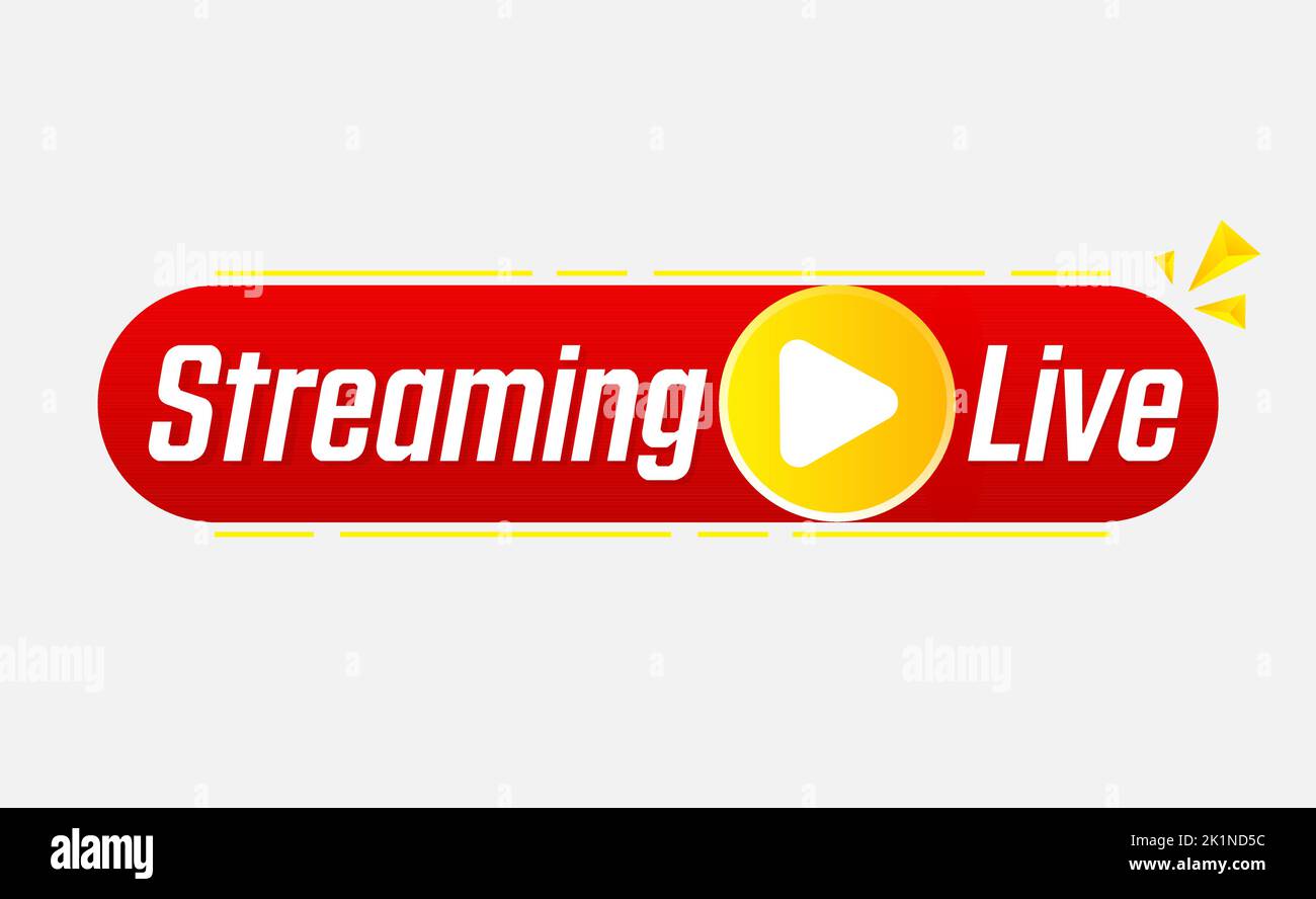 Vector live stream icon flat style with play button isolated on transparent background for blog ...