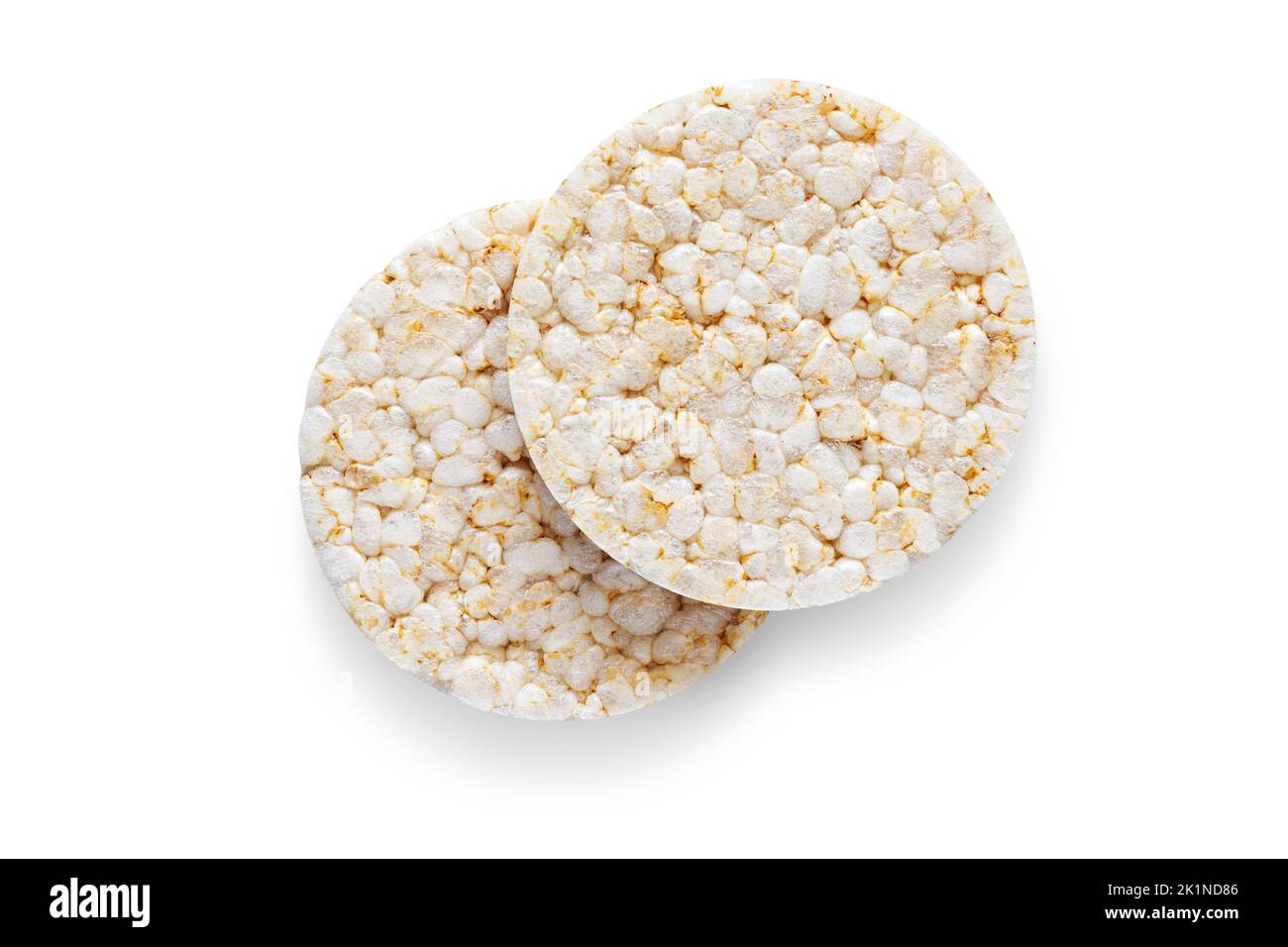 Rice cakes isolated on white background. Top view Stock Photo - Alamy