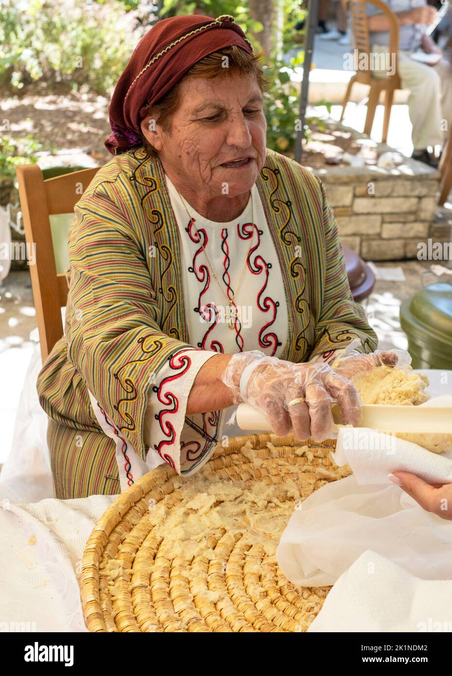 Cypriot women in traditional dress at the Statos-Ayios Fotios Rural ...