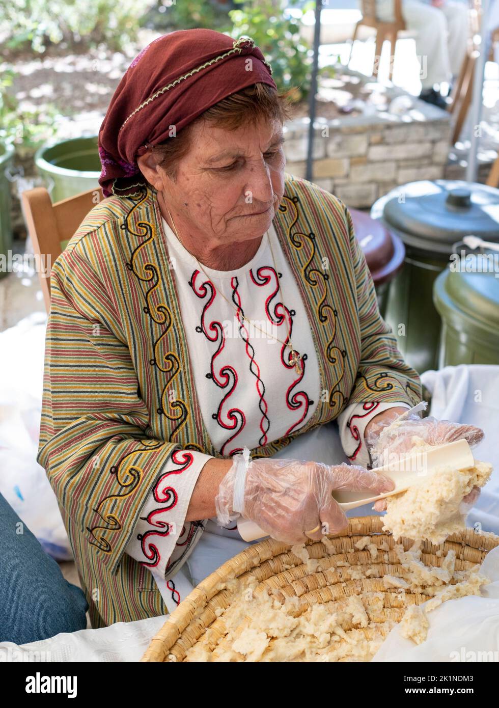 Cypriot women in traditional dress at the Statos-Ayios Fotios Rural ...