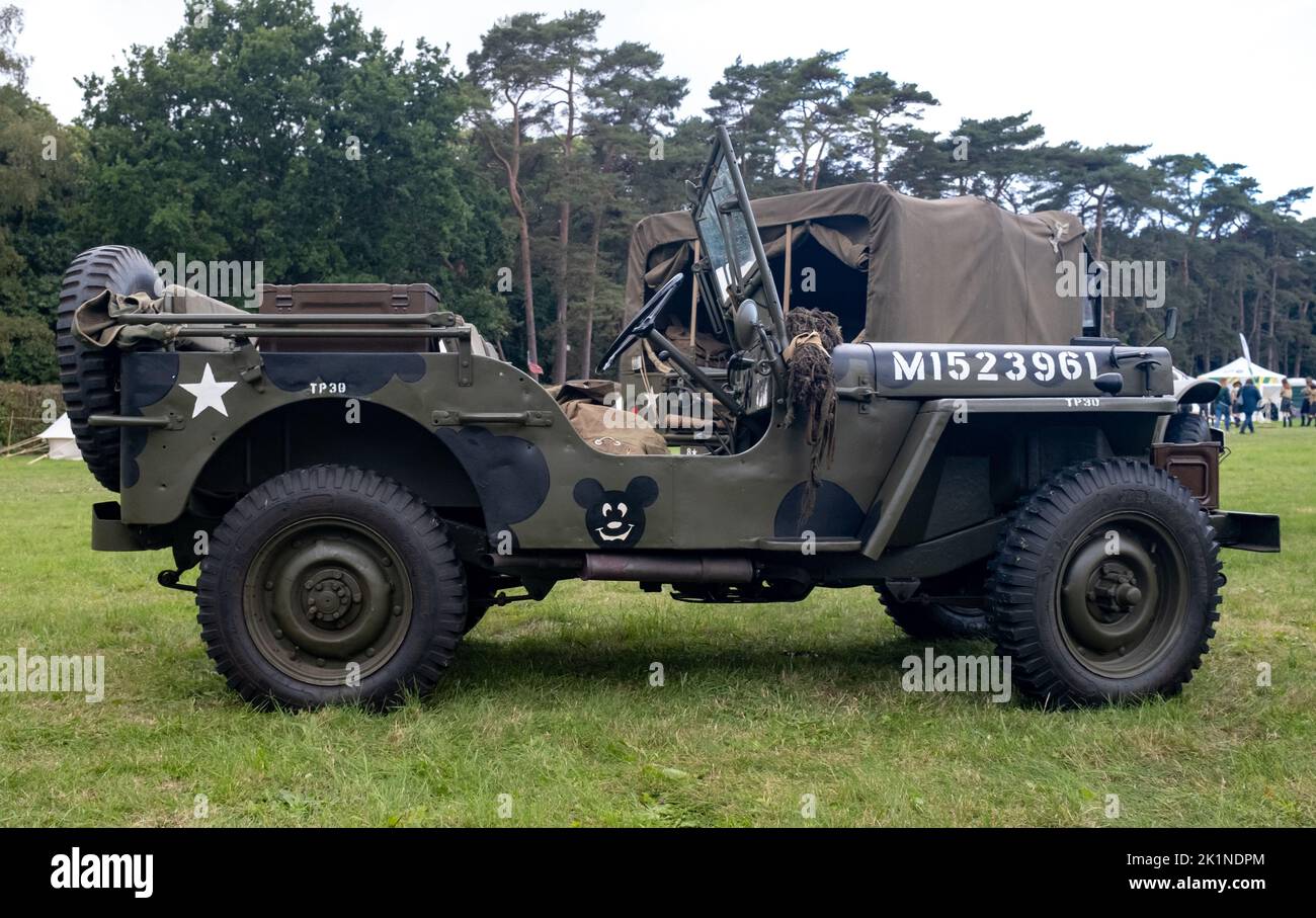 Holt, Norfolk, UK. Vintage ex US military jeep on display at the annual ...