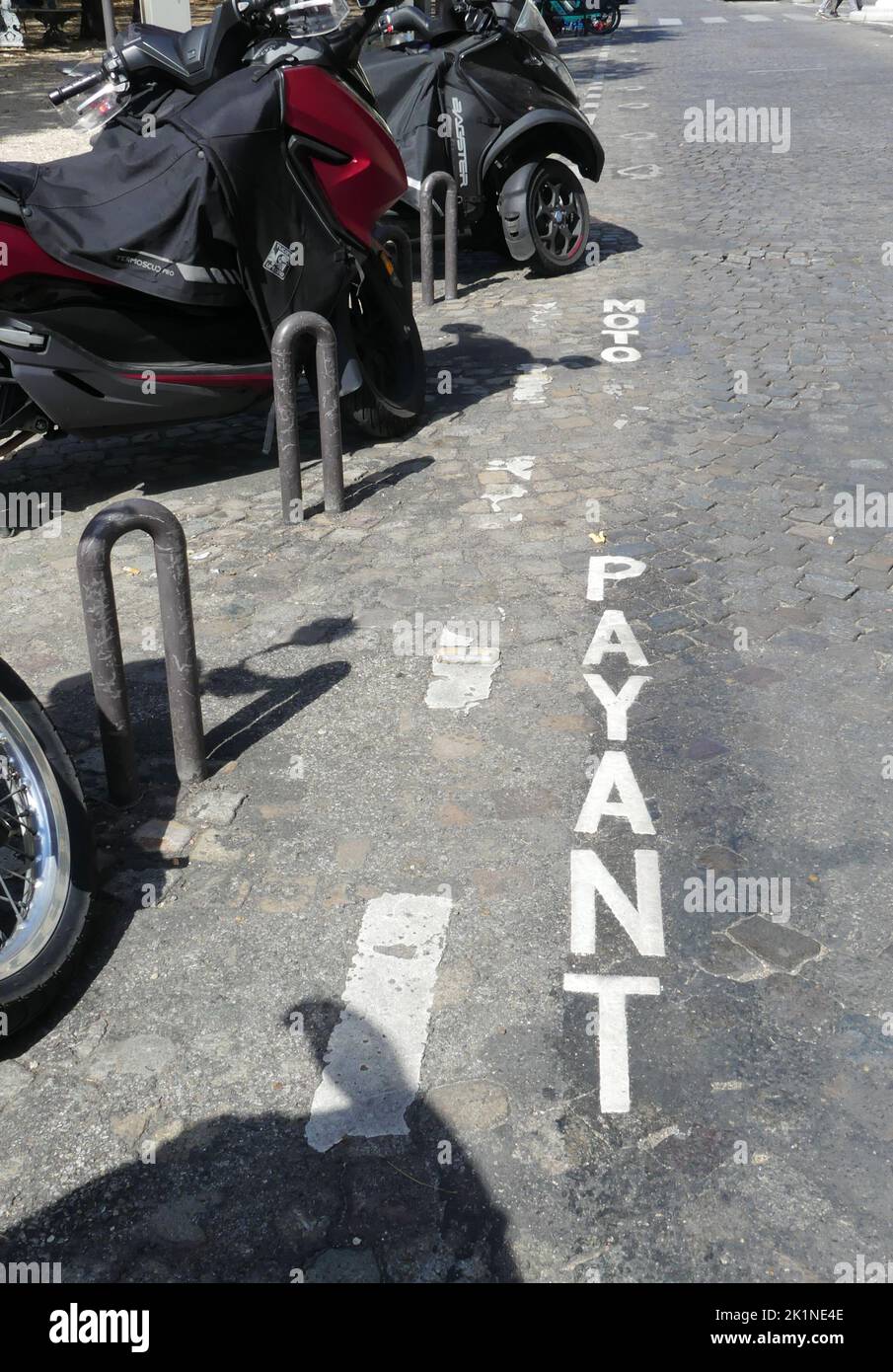 Paris, France. September 04. 2022. Paid parking for motorbikes ...