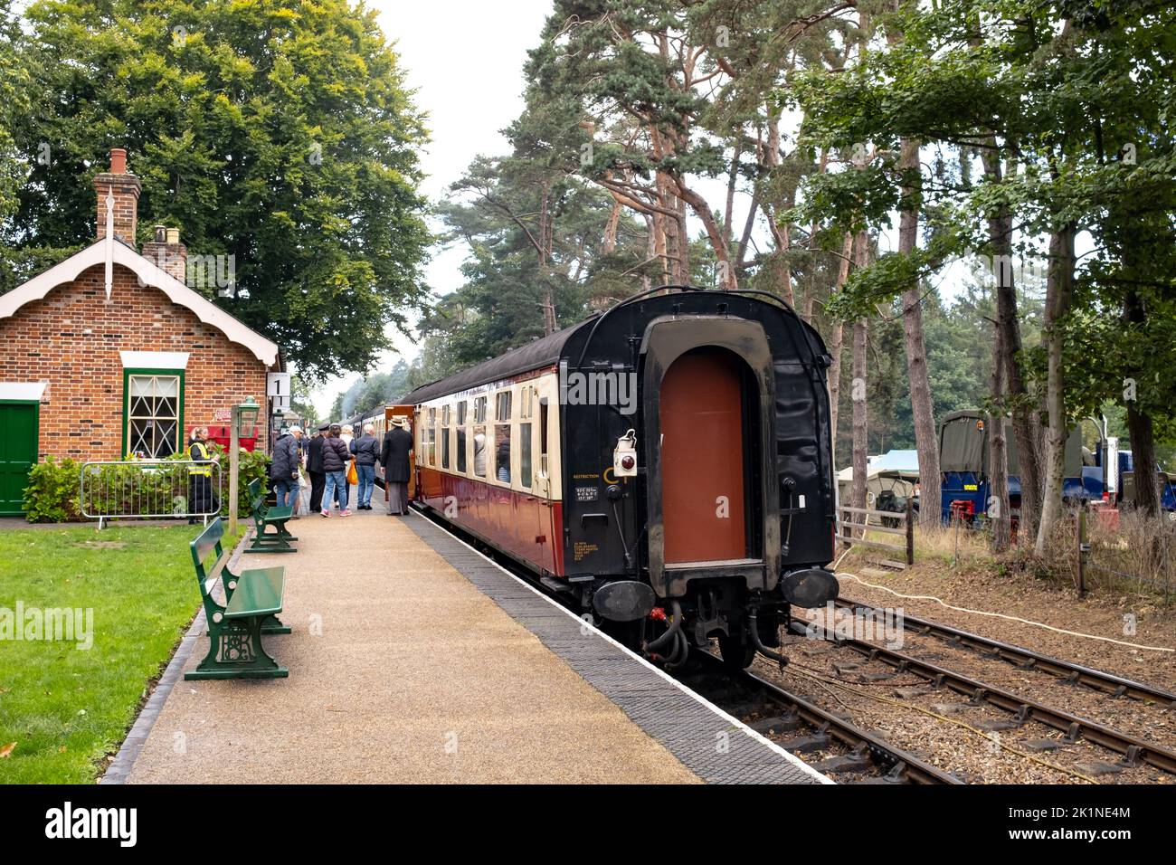 35. A busy railway platform at Holt station on the North Norfolk ...