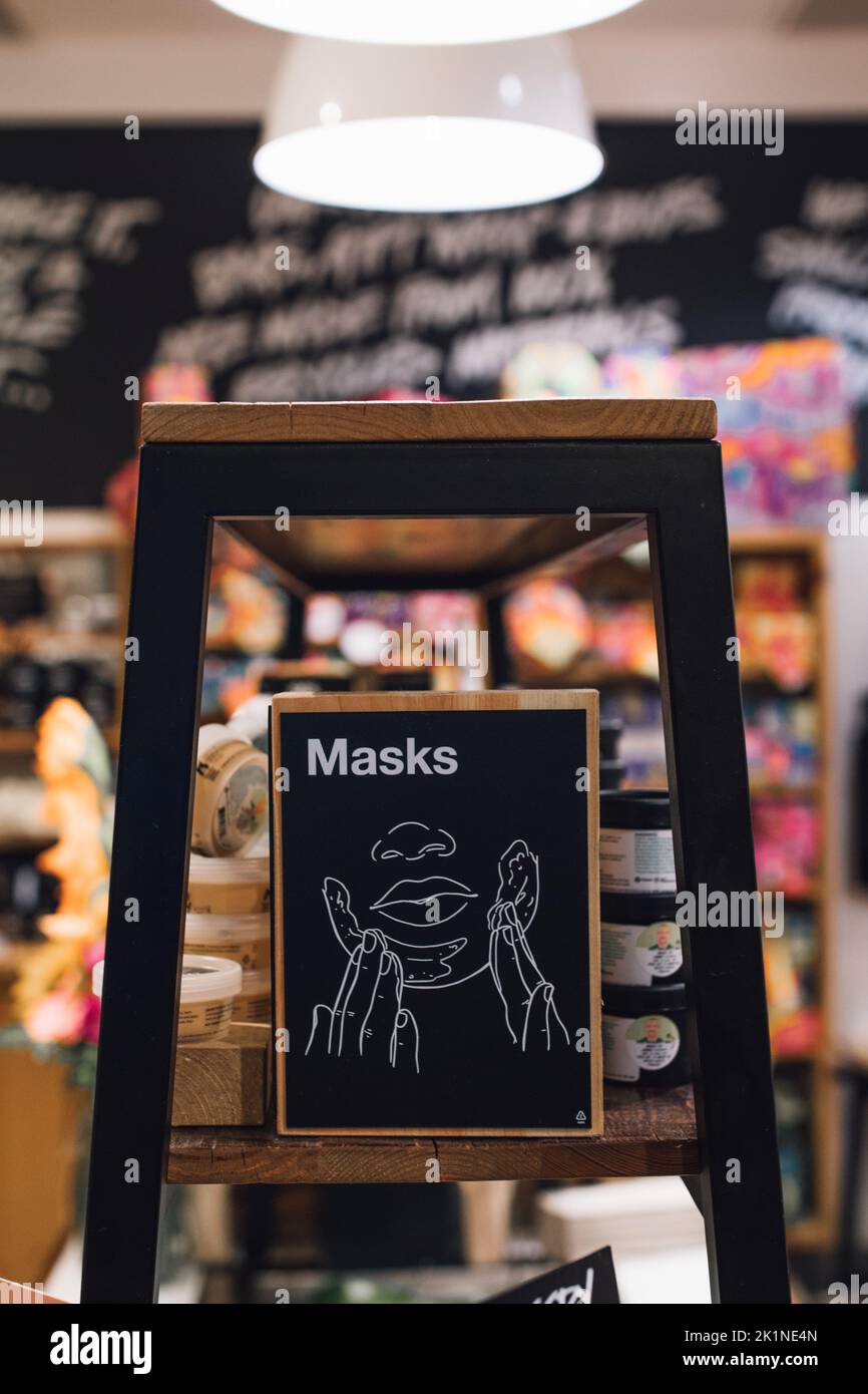 "masks" sign at Lush cosmetics store Stock Photo - Alamy