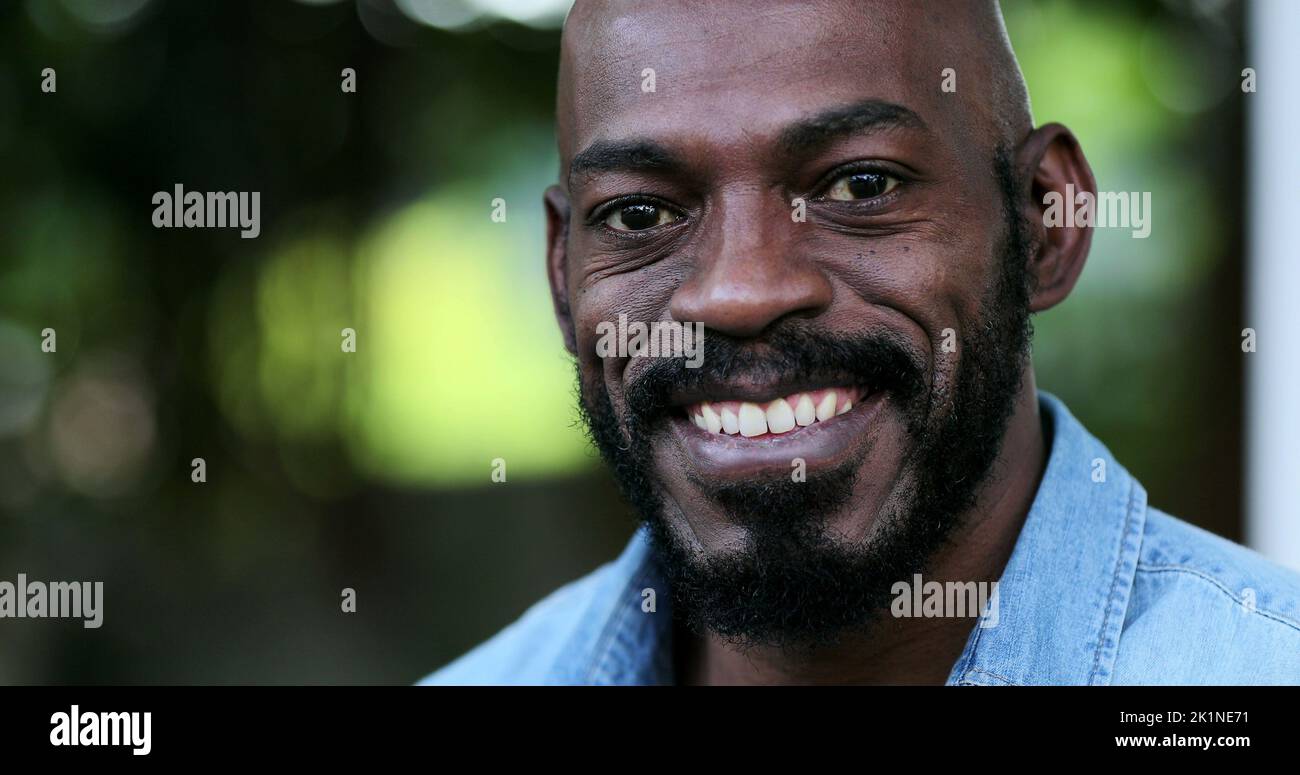 African man smiling. Happy confident black person portrait Stock Photo ...