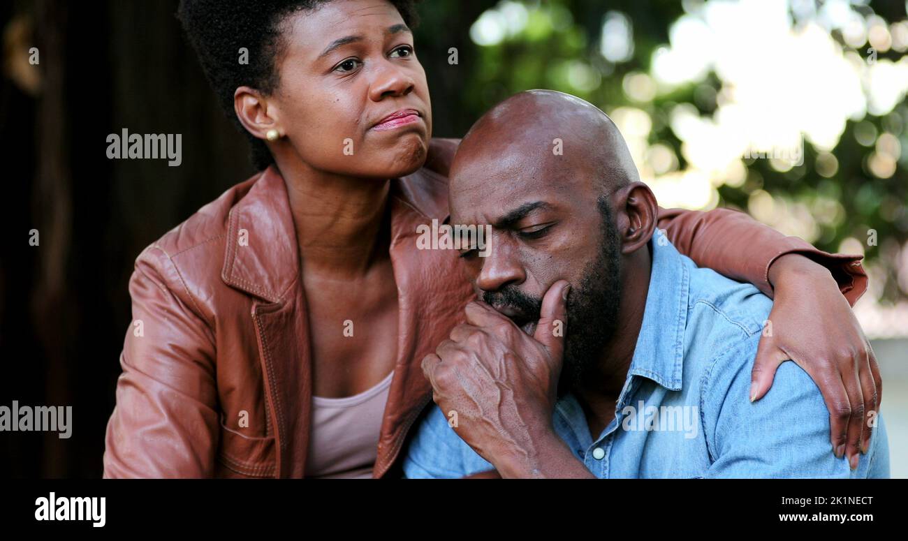 African American support and unity, partner couple emotional ...