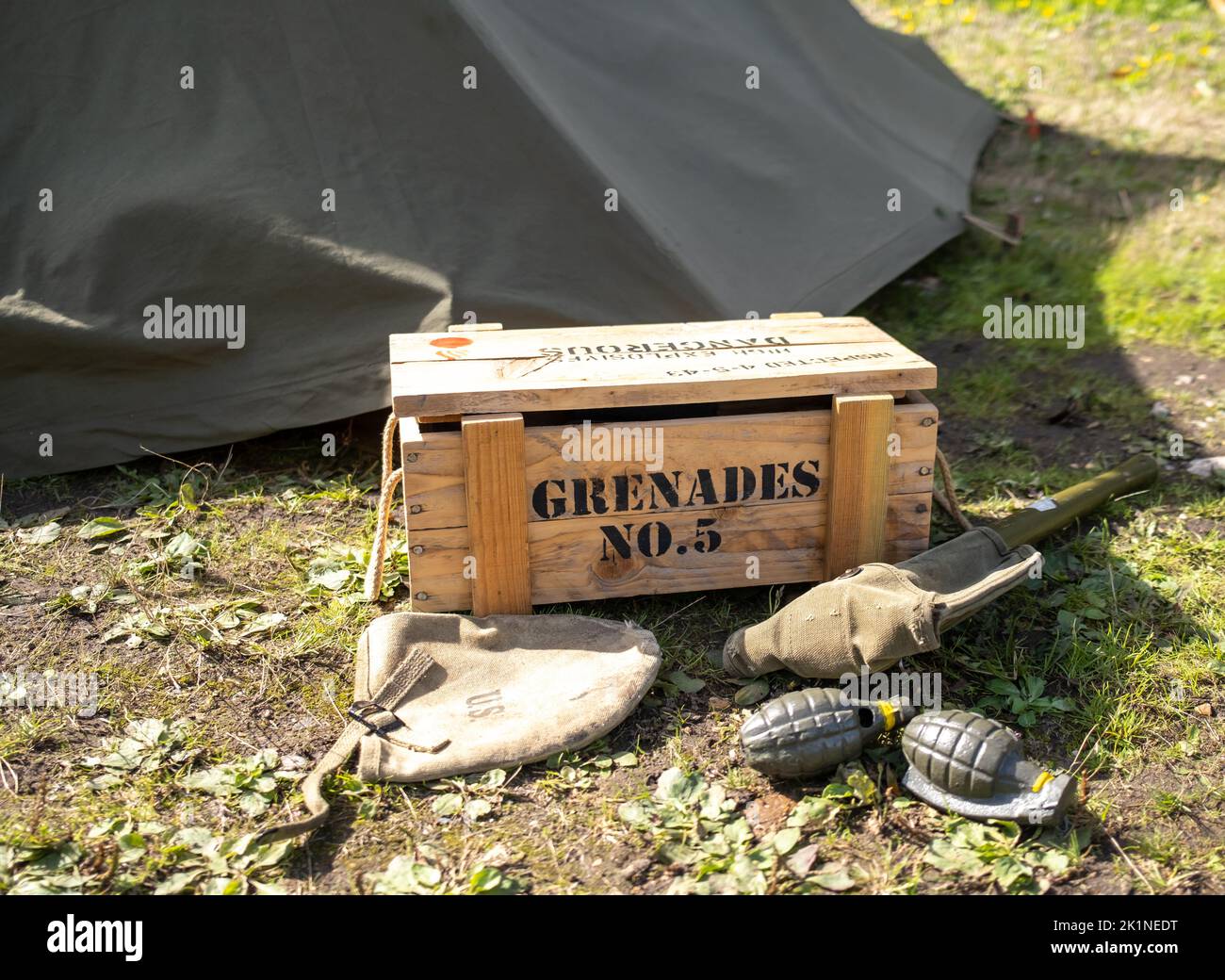 54. Vintage military wooden box used to store hand grenades and ...