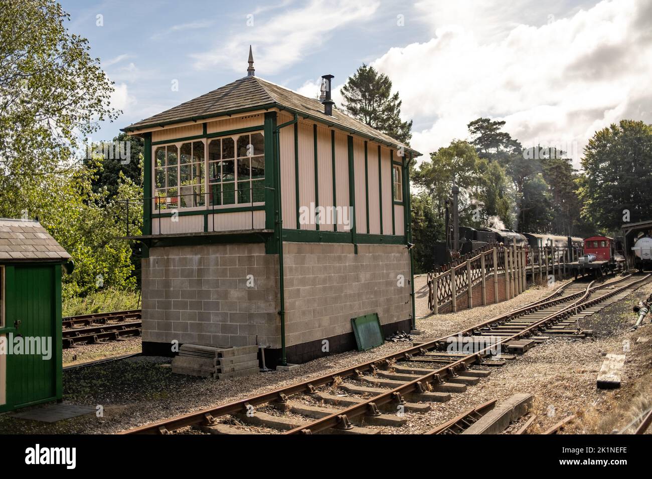 56. Historic signal house at the end of the railway platform at Holt ...
