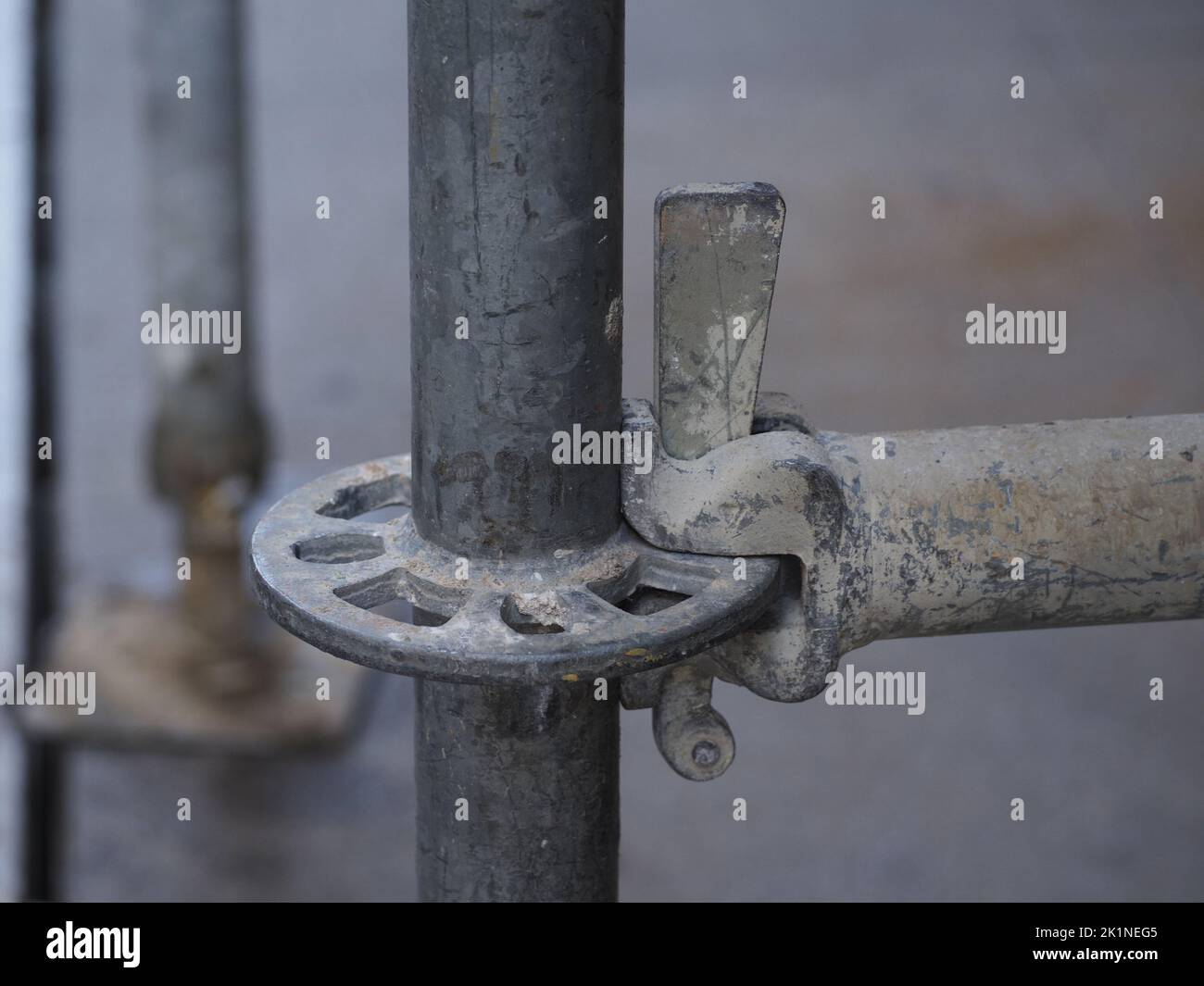 Part Of A Scaffolding Connection At A Street Construction Site Concept Of Work And Economy
