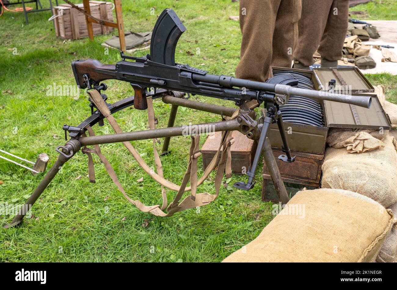 61. Decommission ex military sub machine sten gun and clip behind ...