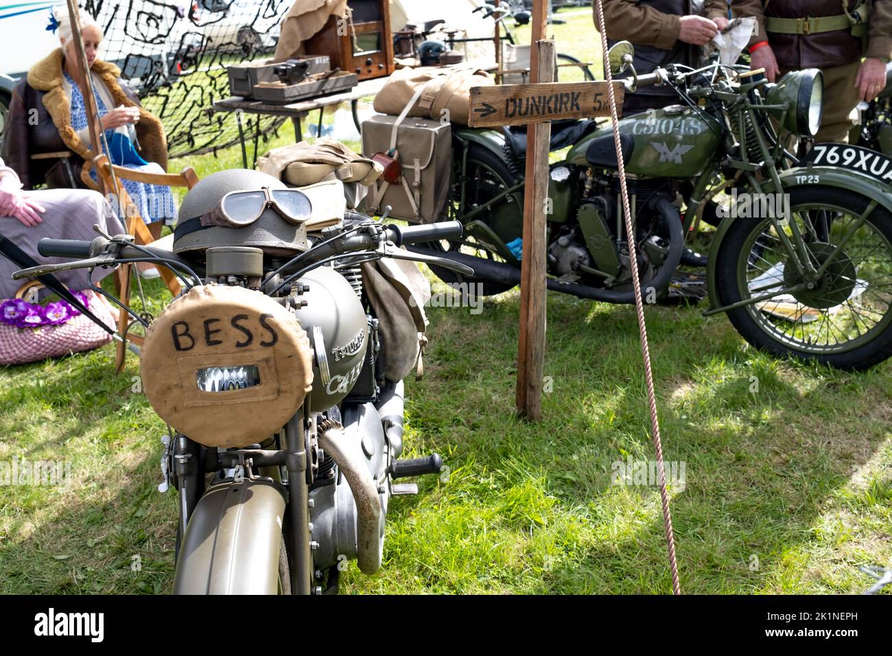 72. Ex- military and Ex-army vintage motorcycles on display at a World ...