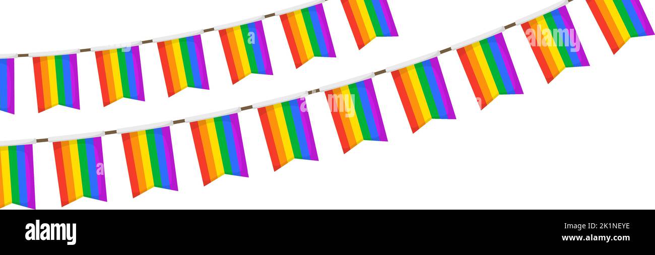 LGBT garland. Rainbow color pennants chain. Party bunting decoration ...