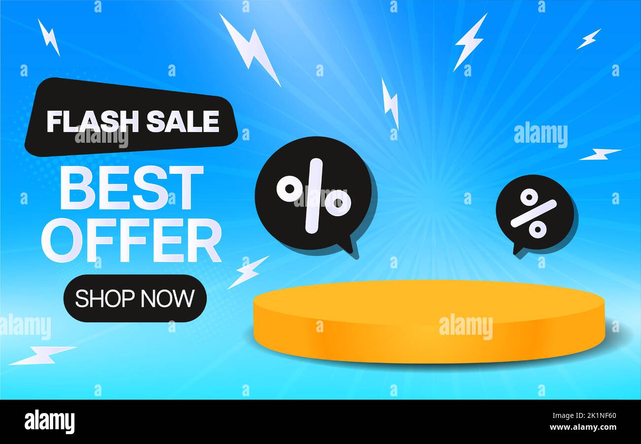 Colorful discount flash sale podium. Special offer composition. Vector ...