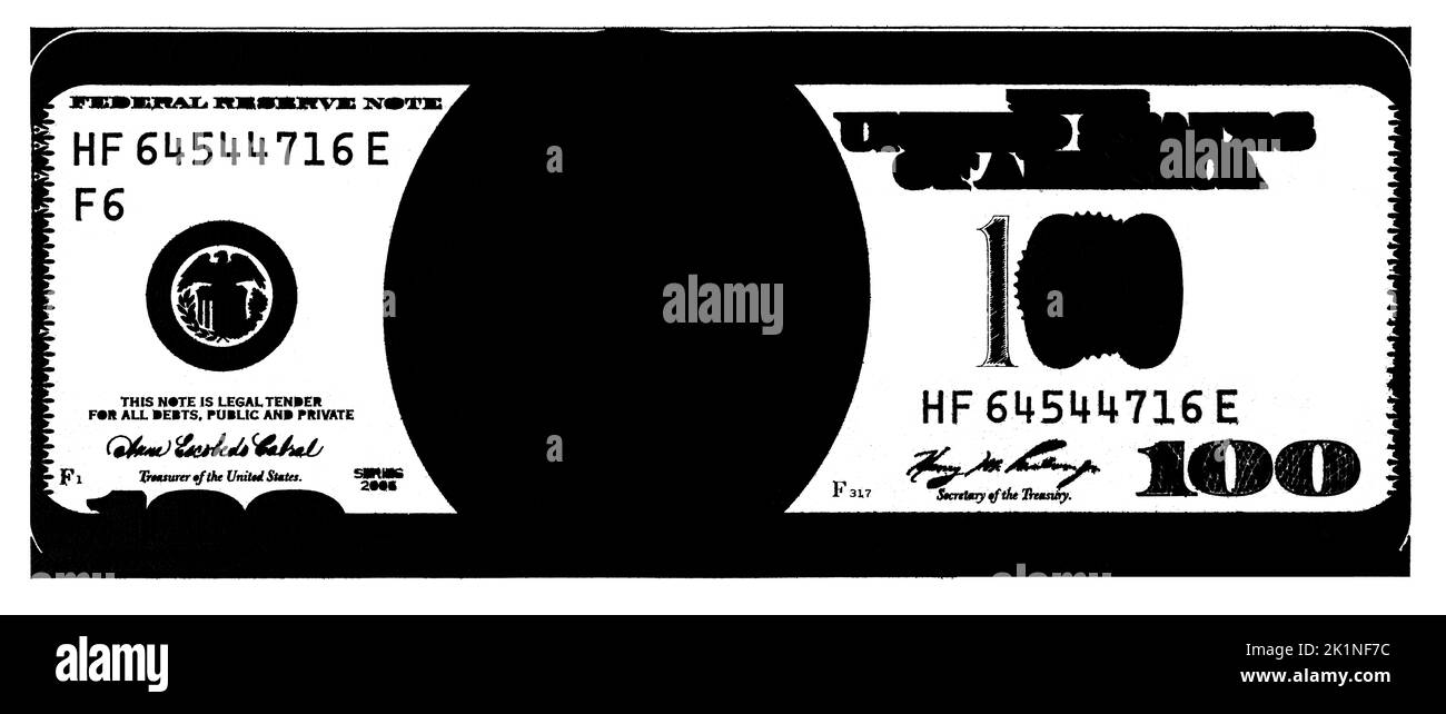 Transparent 100 dollar border with empty middle area for design purpose ...