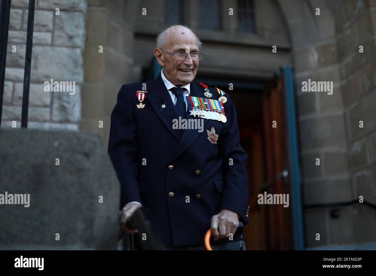 Retired Commander Peter Chance, a 101-year-old veteran, poses for a ...