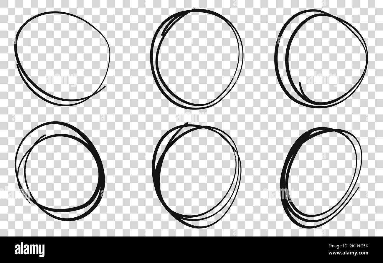 Hand drawn circle line sketch set. Vector circular scribble doodle ...