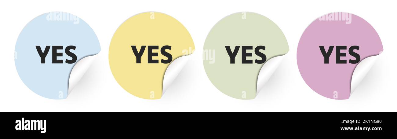 Yes sticker set vector illustration. Yes now icon. Yes now eps label ...
