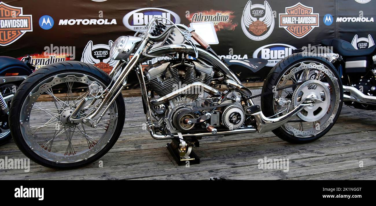 Exhibition of Beautiful Custom Harley-Davidson Motorcycles Stock Photo ...