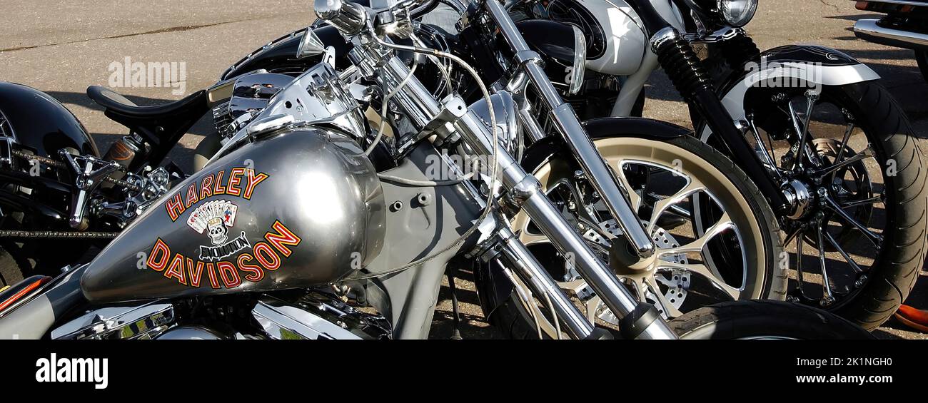 Exhibition of Beautiful Custom Harley-Davidson Motorcycles Stock Photo ...