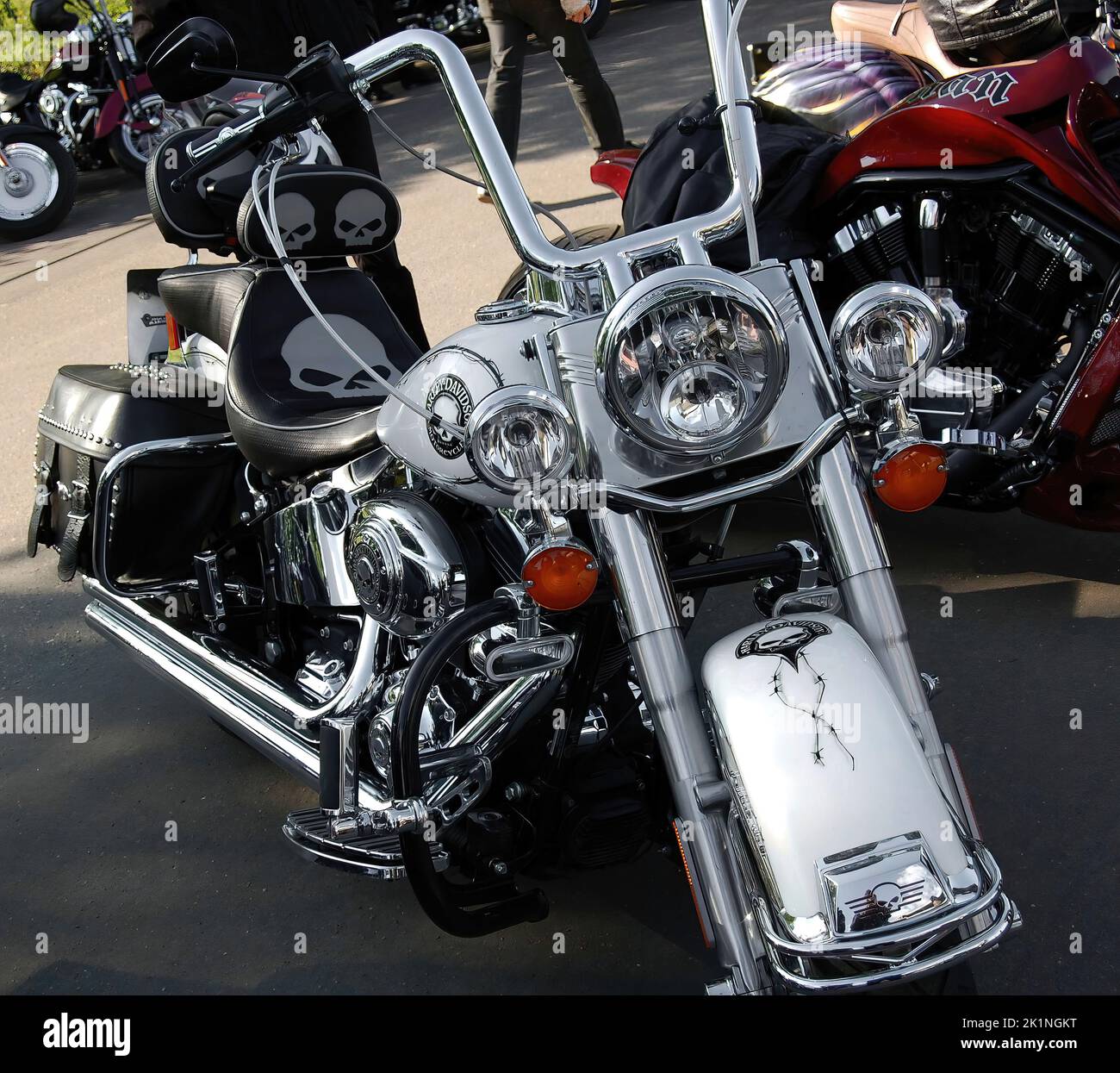 Exhibition of Beautiful Custom Harley-Davidson Motorcycles Stock Photo ...
