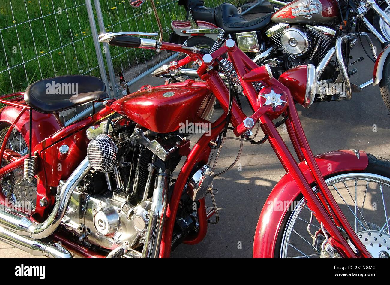 Exhibition of Beautiful Custom Harley-Davidson Motorcycles Stock Photo ...