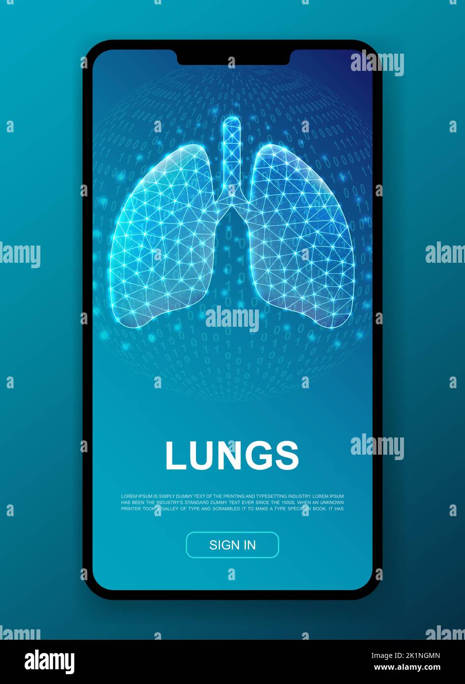 Lungs 3d polygonal symbol for UI, UX design template. Low poly ...