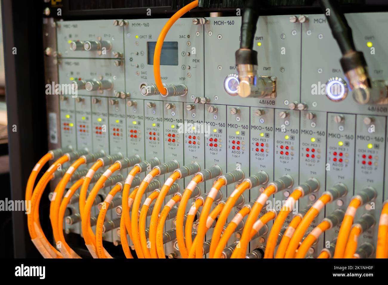 Telecommunication technology equipment - fiber optic cables and switch ...