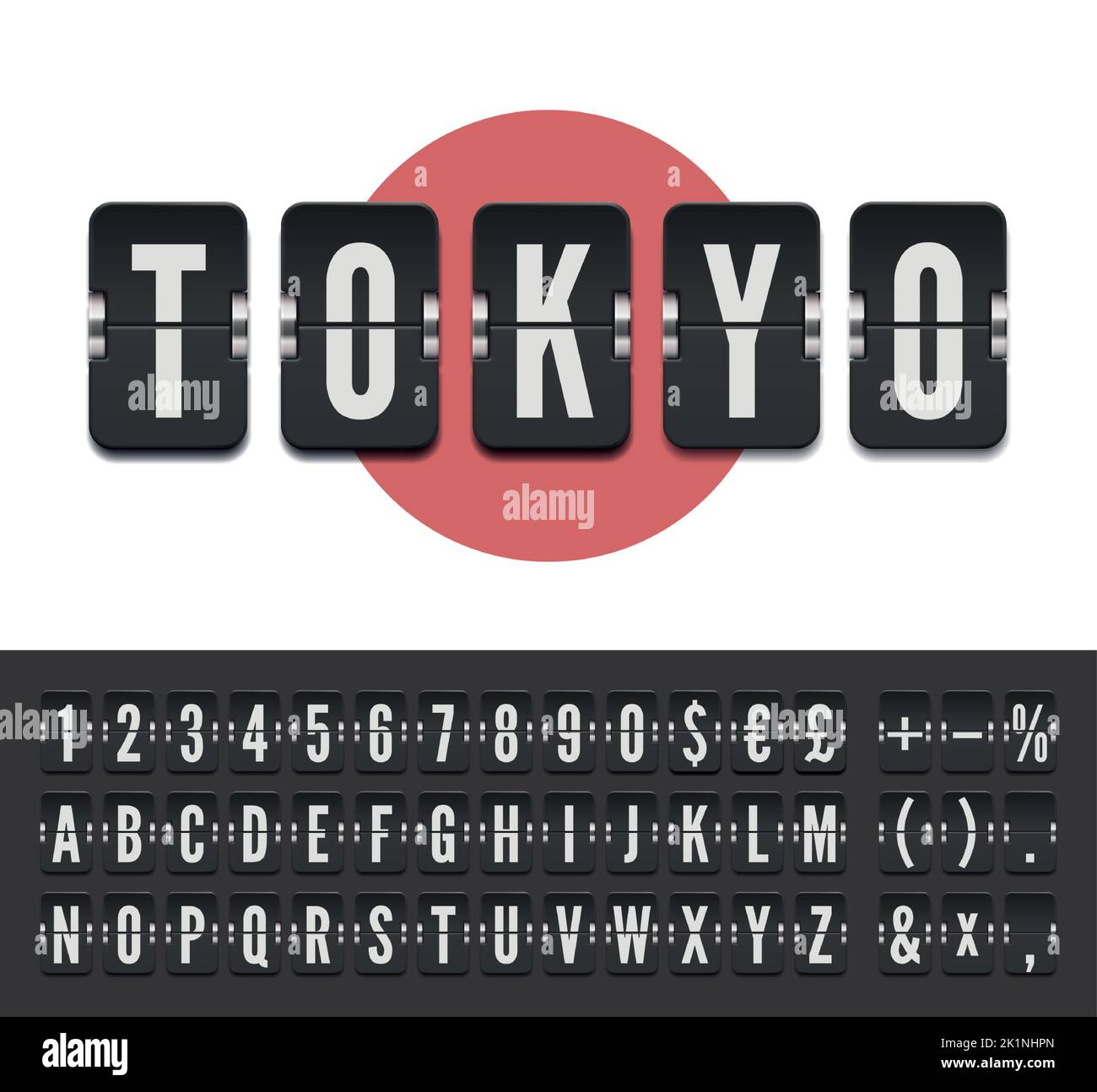 Vector illustration of airport terminal mechanical scoreboard font with ...