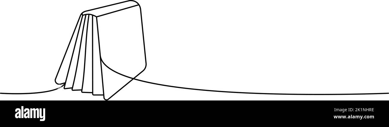 Closed book one line continuous drawing. Bookstore, library continuous ...