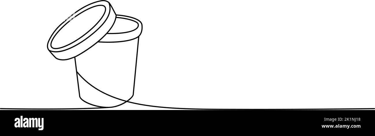 Ice cream cardboard box one line continuous drawing. Empty cardboard ...