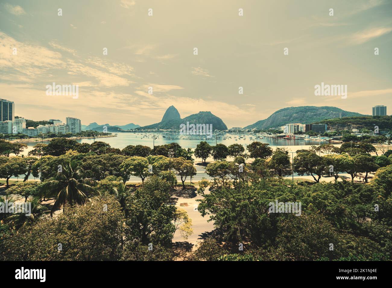 A wide-angle panoramic image of a Botafogo district of Rio de Janeiro ...