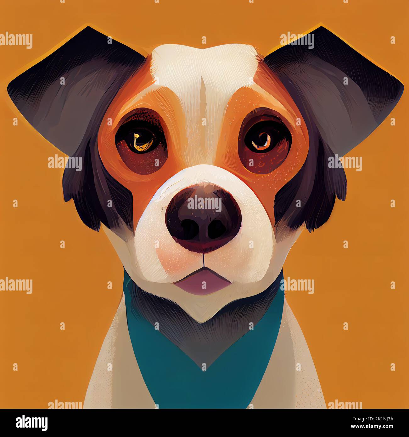 A simple digital portrait of dog. Digital illustration based on render ...