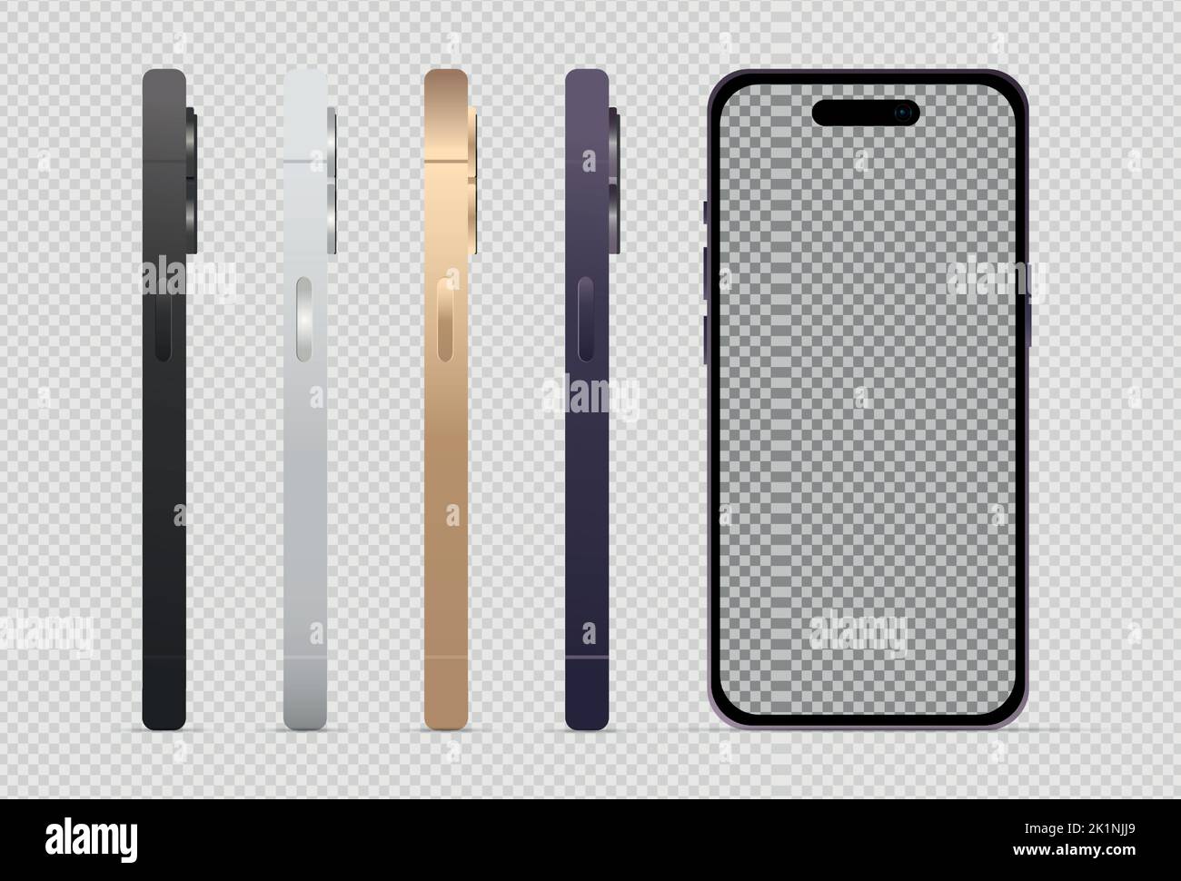 Mockup 4 pcs modern smartphones phones in different colors, templates ...