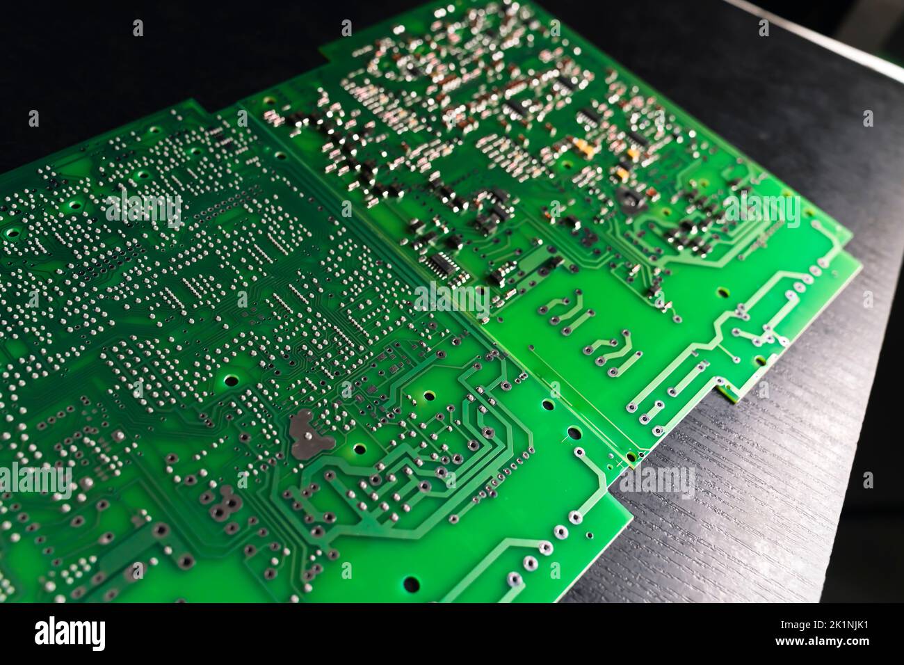 Green Printed Circuit Board (PCB) with some Surface Mount Device (SMD ...