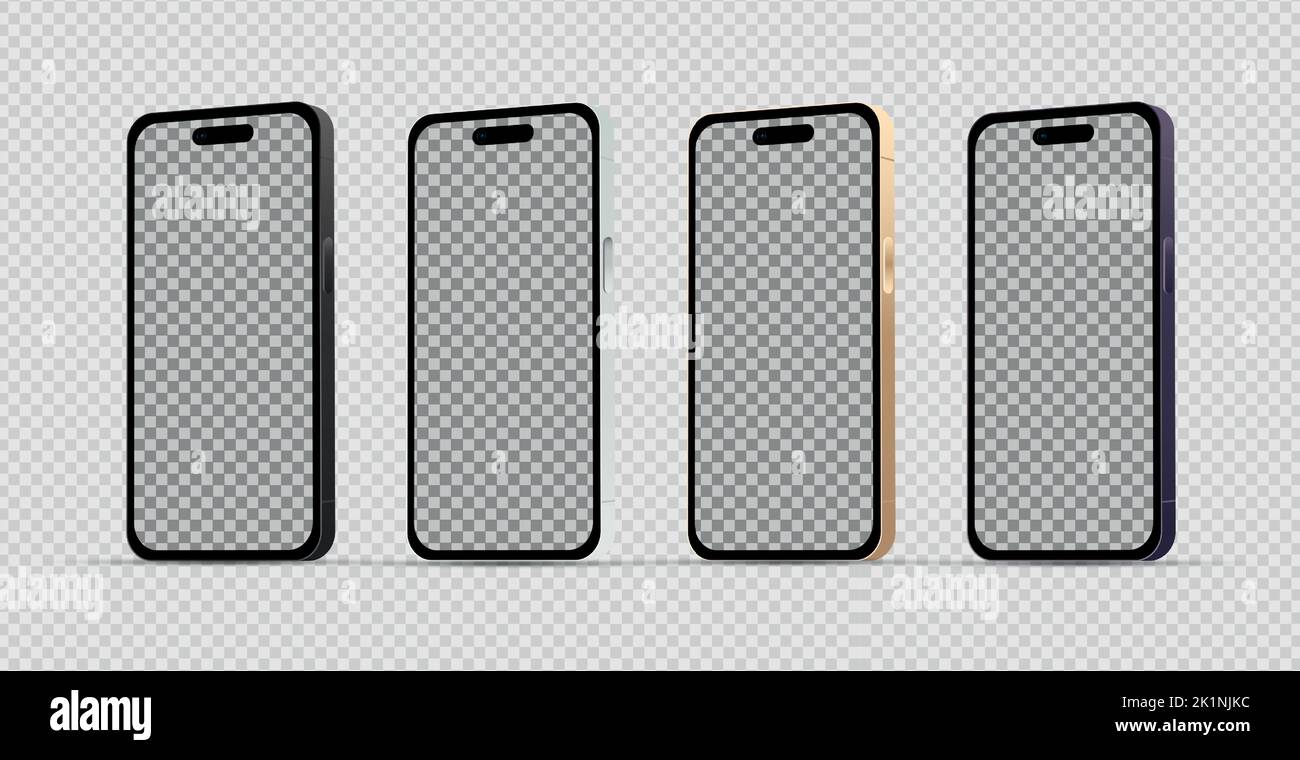 Mockup 4 pcs modern smartphones phones in different colors, templates ...