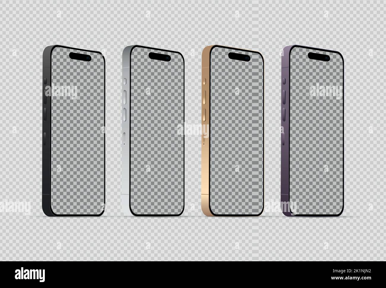 Mockup 4 pcs modern smartphones phones in different colors, templates ...